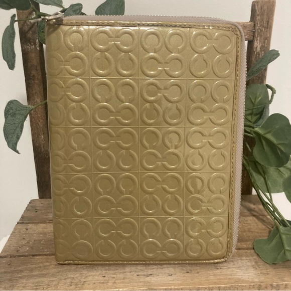 Coach | Accents | Coach Elegant Gold Embossed Leather Organizernotebook ...